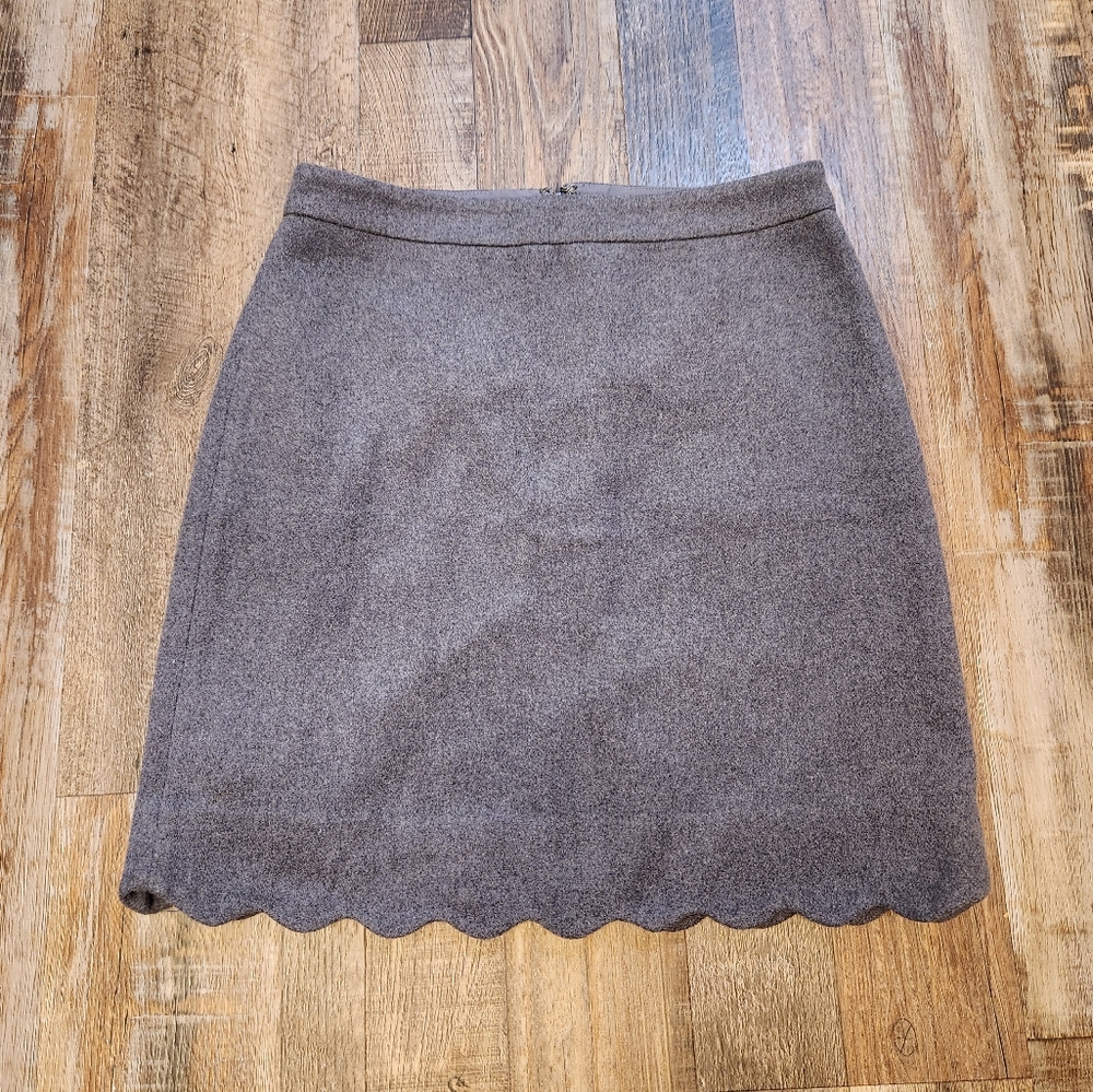 Loft Outlet Scalloped Wool Skirt - Gem